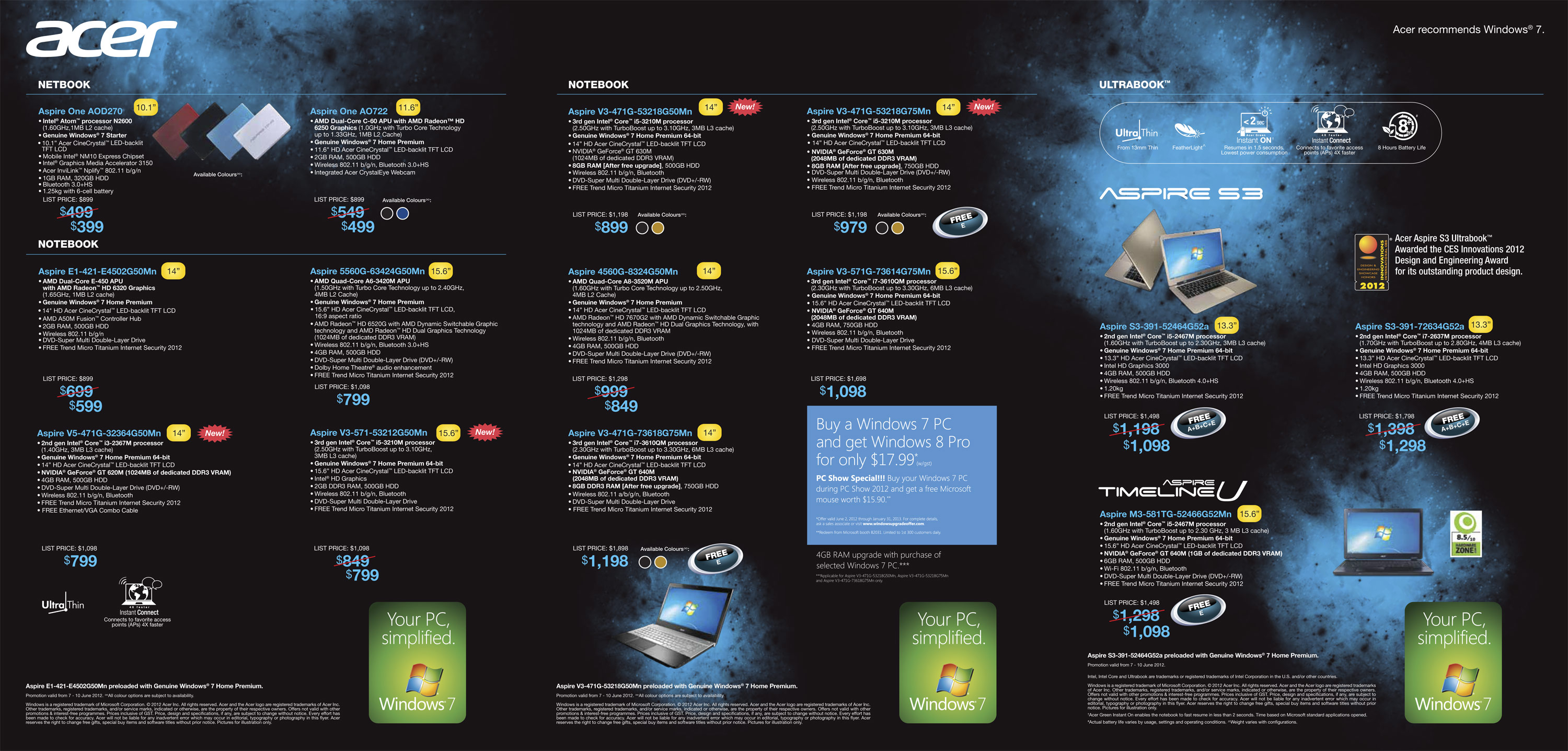 Acer Notebooks Brochures from PC Show 2012 Singapore on Tech Show ...