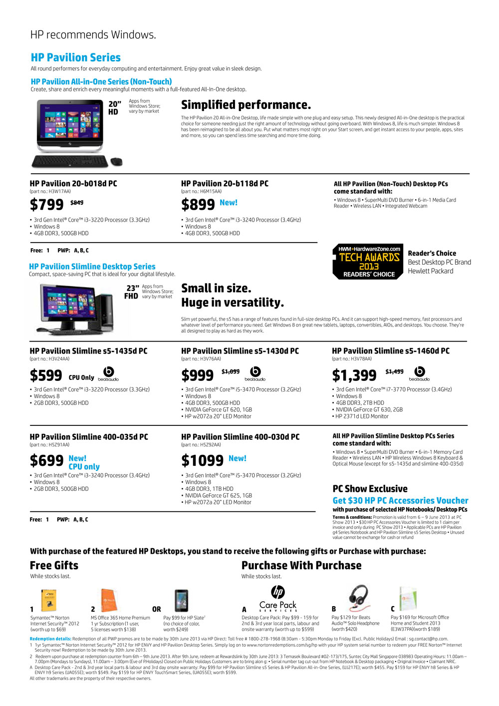 HP Desktops - page 1 Brochures from PC Show 2013 Singapore on Tech Show ...