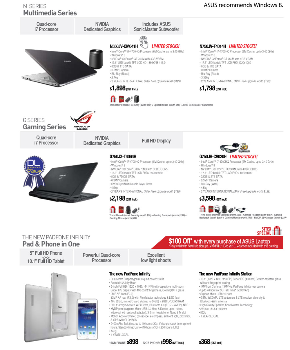 ASUS Notebooks + Padfone Brochures from Sitex 2013 Singapore on Tech ...