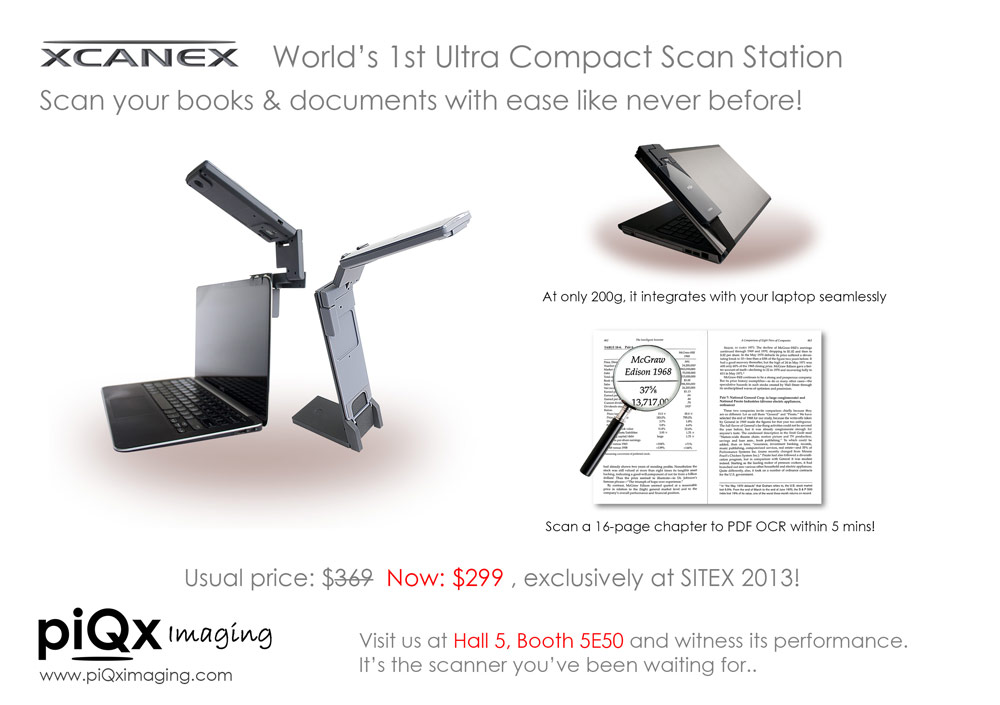 piQx Xcanex Portable Scanner Brochures from Sitex 2013 Singapore on ...