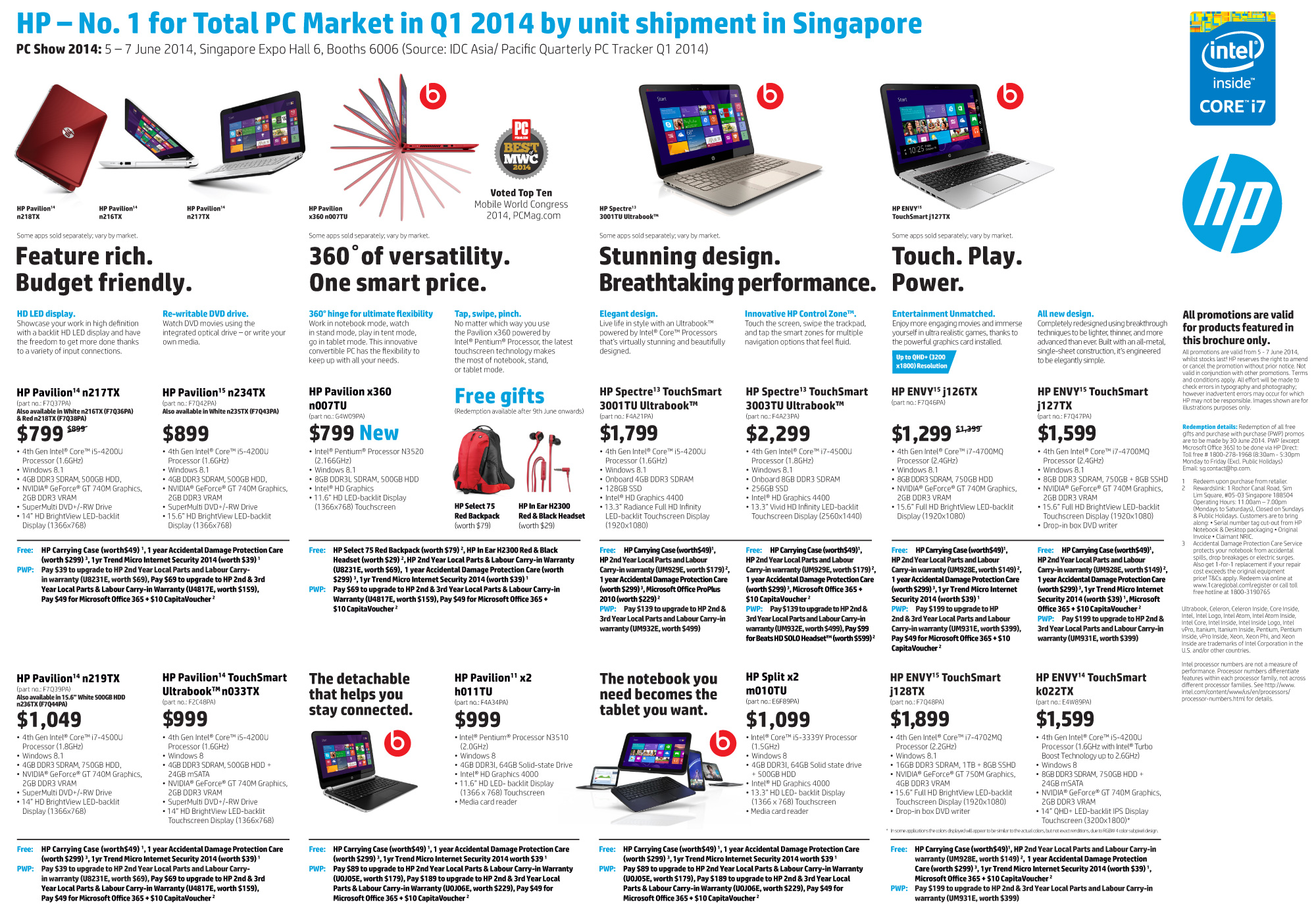 HP Notebooks Brochures from PC Show 2014 Singapore on Tech Show Portal ...