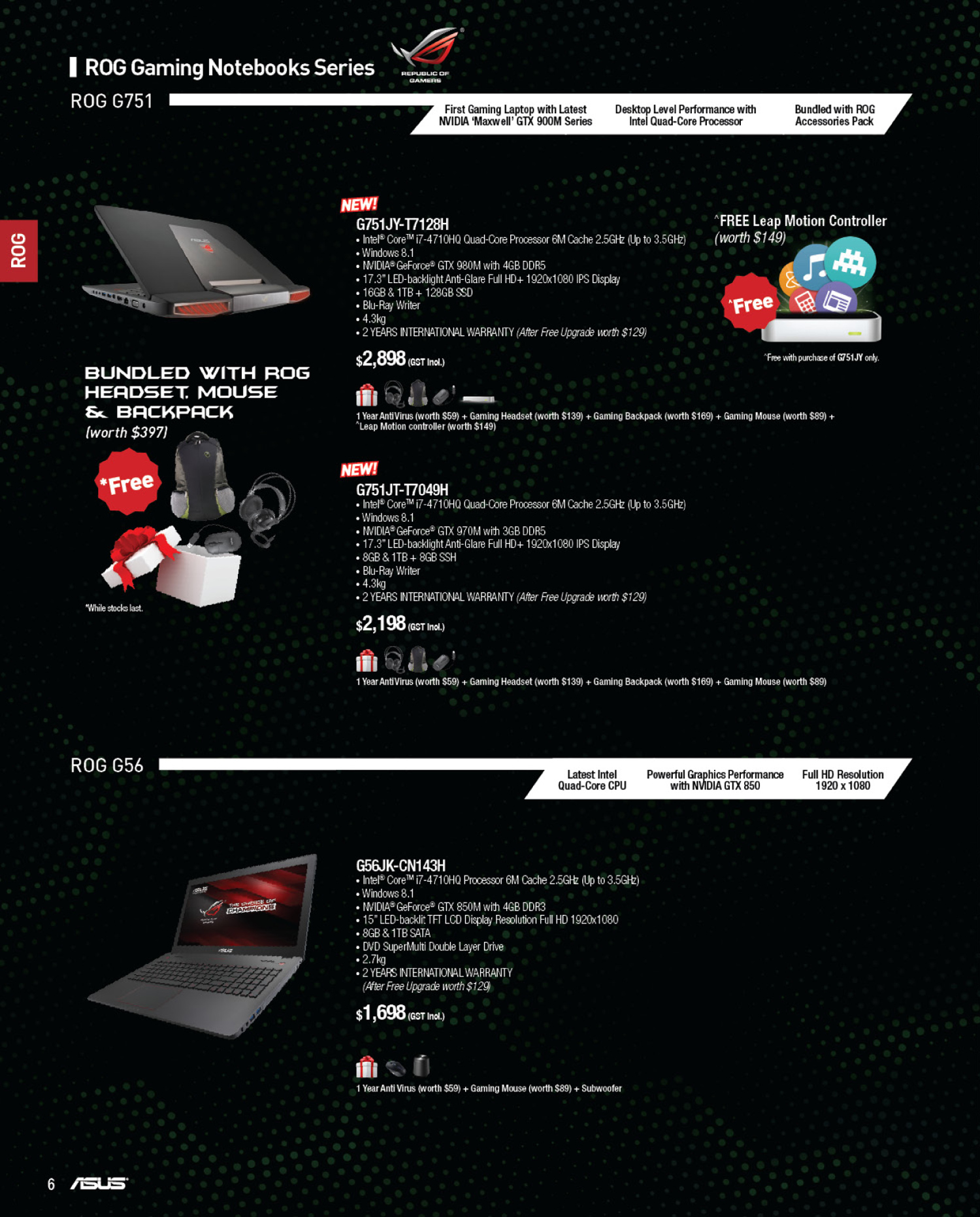ASUS ROG Gaming Notebooks Brochures from SITEX 2014 Singapore on Tech ...