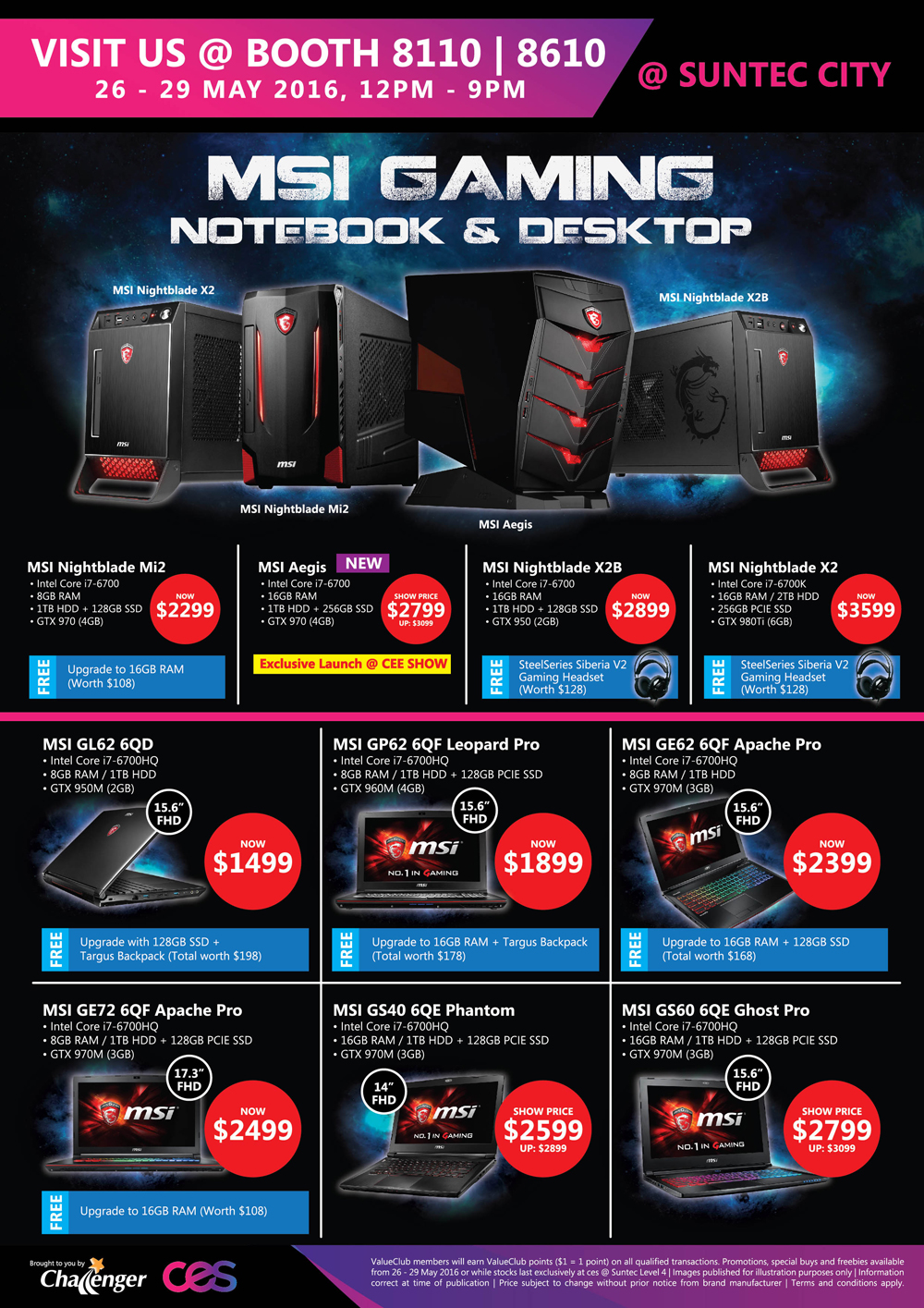 MSI Gaming Notebooks & Desktops Brochures from CEE Show 2016 Singapore ...