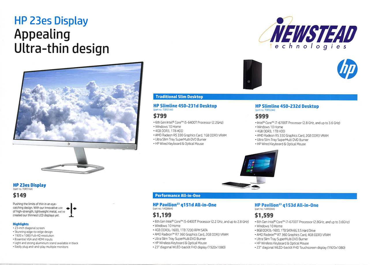 HP Desktops @ Newstead Brochures from CEE Show 2016 Singapore on Tech ...