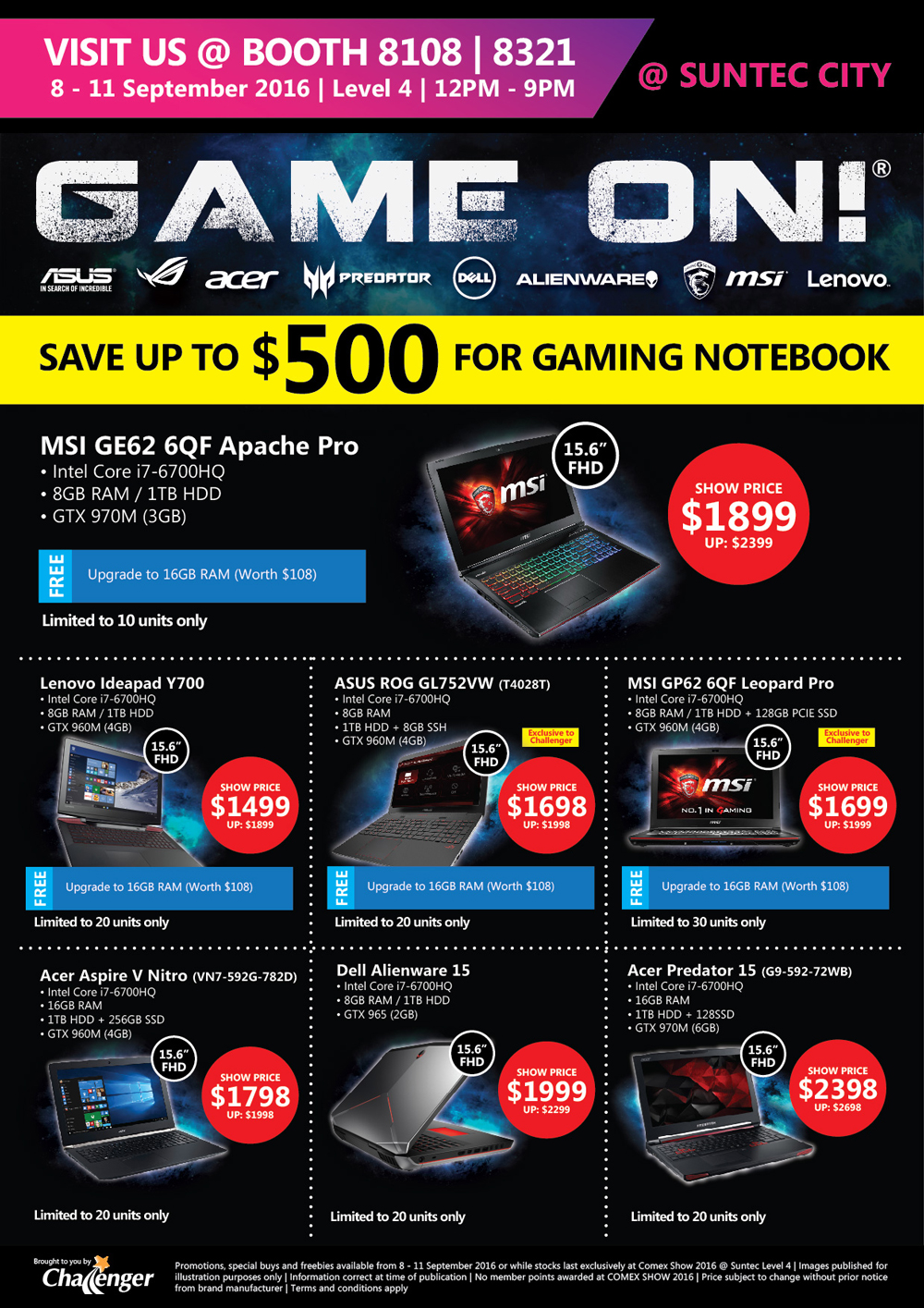 Gaming Laptops @ Challenger Brochures from COMEX 2016 Singapore on Tech ...
