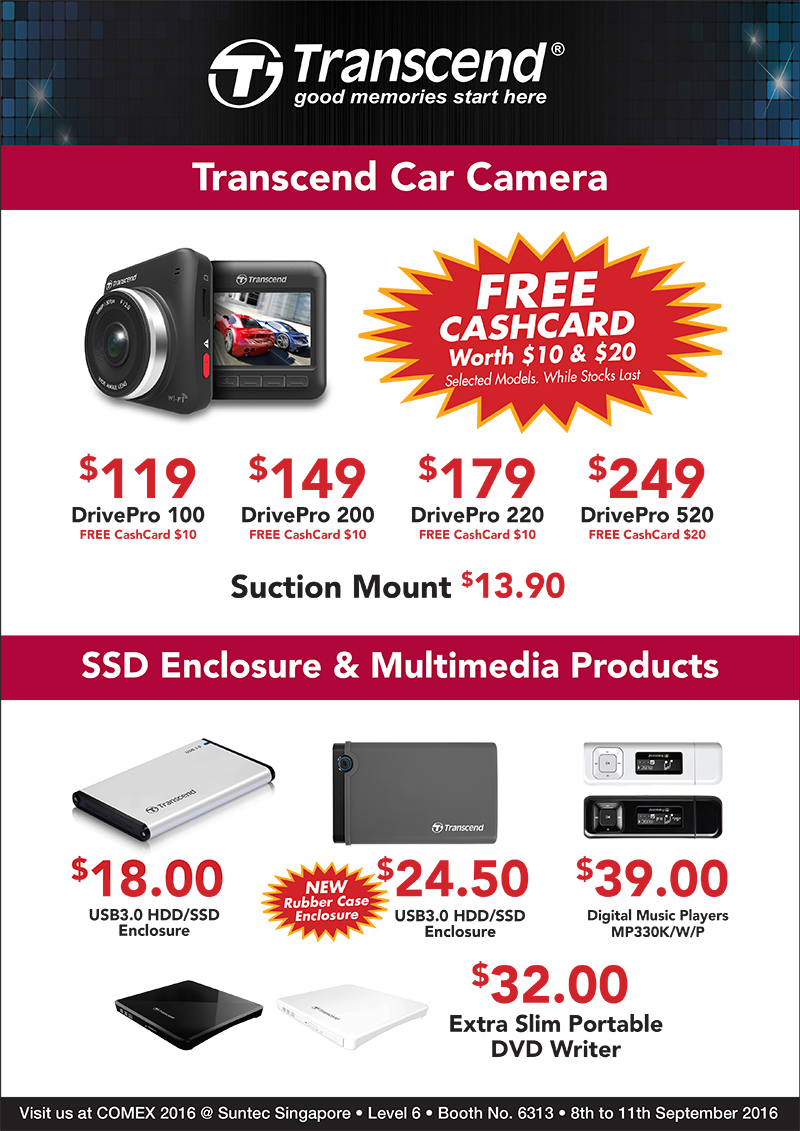 Transcend Car Camera & Enclosure Brochures from COMEX 2016 Singapore on ...