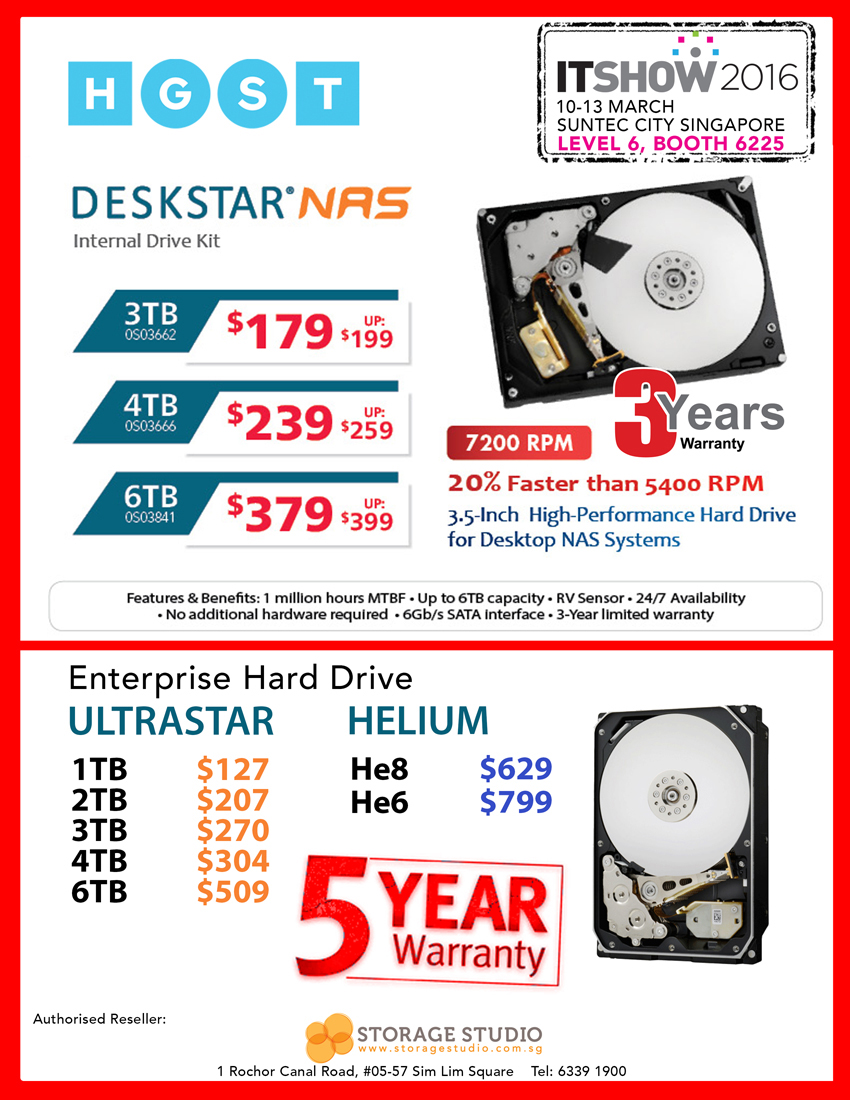 HGST internal HDD Brochures from IT Show 2016 Singapore on Tech Show ...