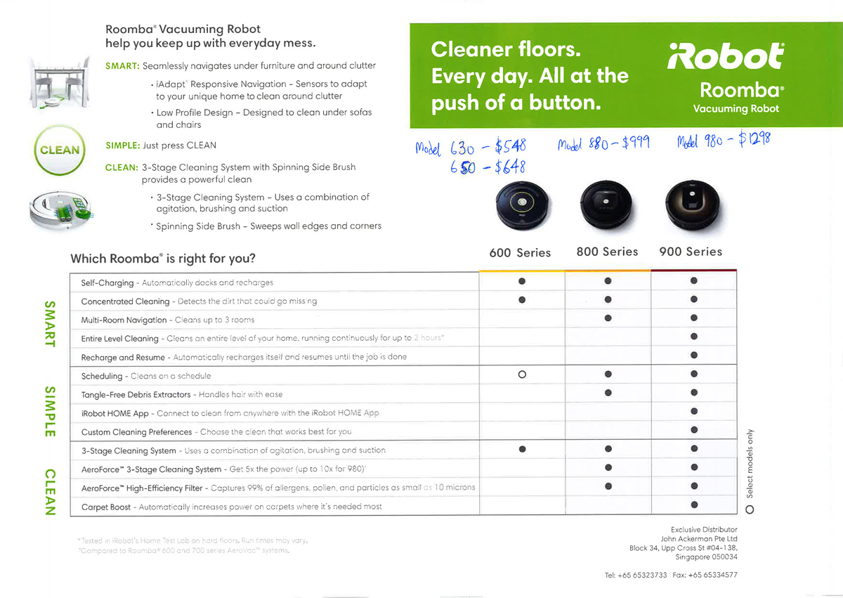 iRobot Roomba Brochures from CEE 2017 Singapore on Tech Show Portal ...