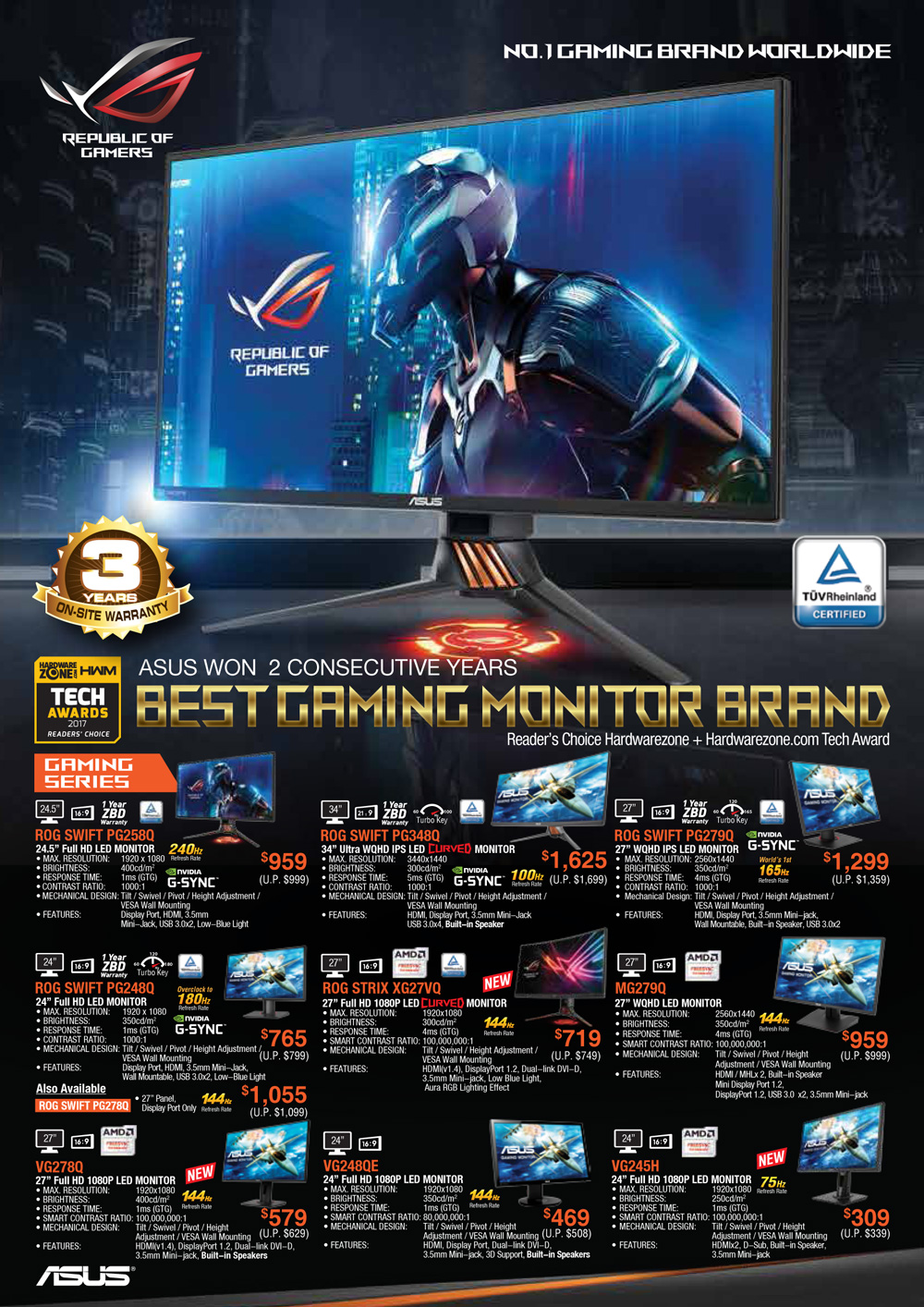 ASUS Gaming Monitors Brochures from CEF 2017 Singapore on Tech Show ...
