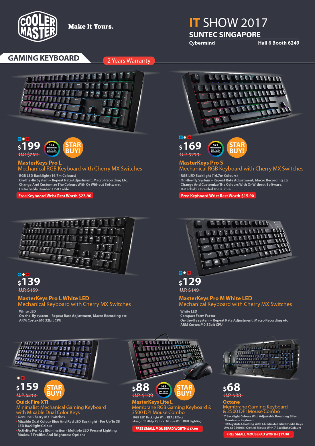 Cooler Master Keyboards Brochures from IT Show 2017 Singapore on Tech ...