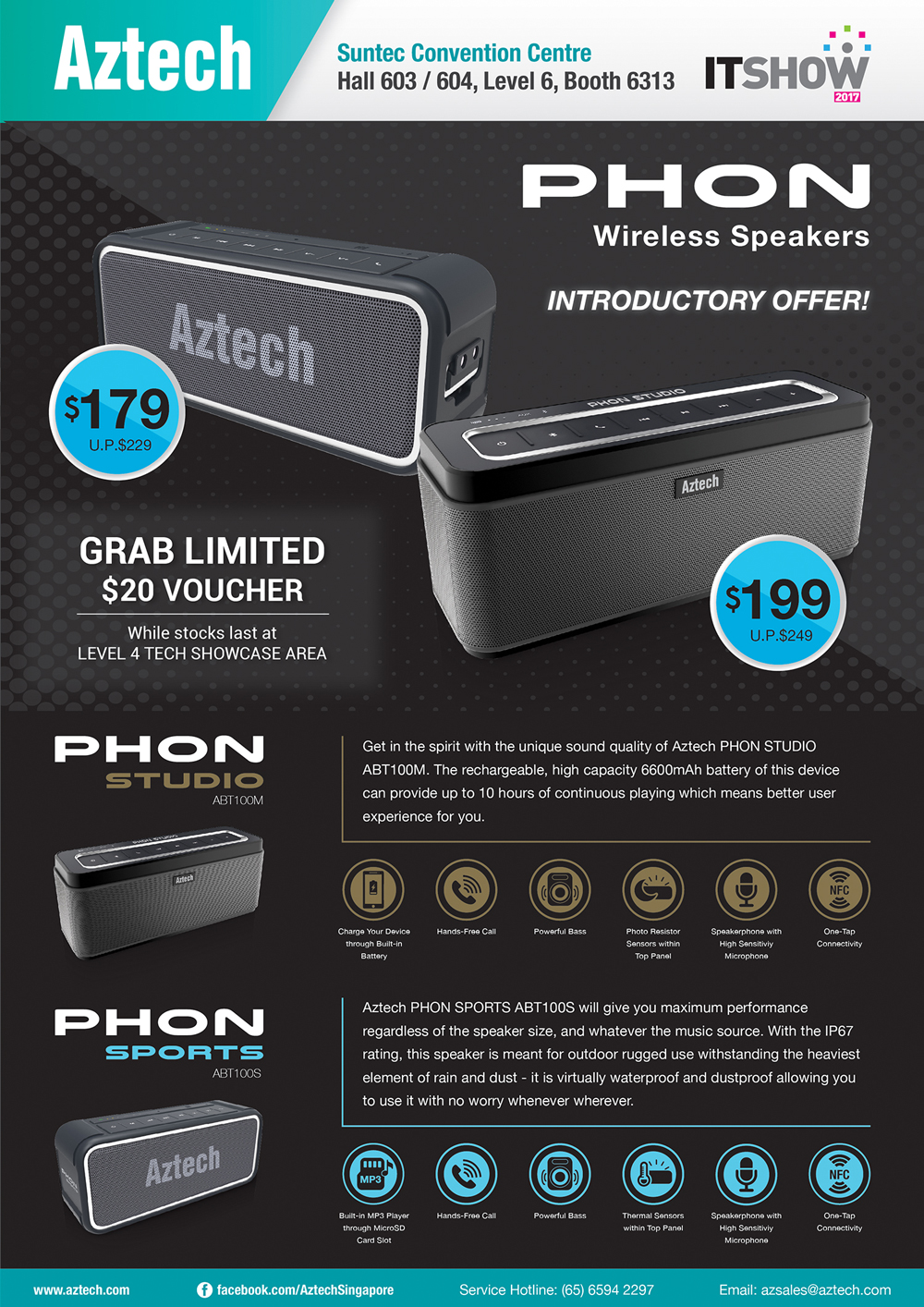 Aztech Phon Speakers Brochures from IT Show 2017 Singapore on Tech Show ...
