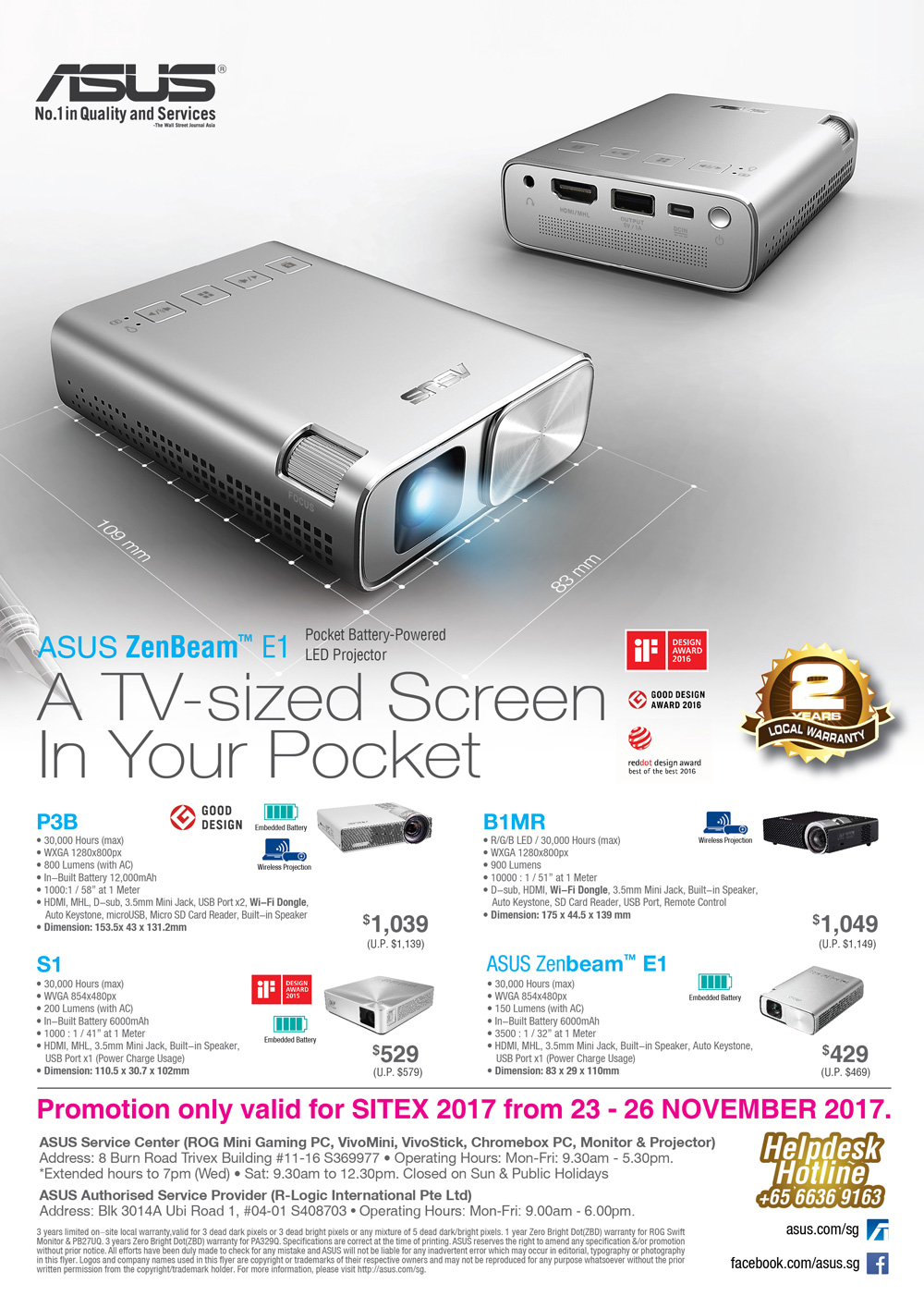ASUS Projectors Brochures from SITEX 2017 Singapore on Tech Show Portal ...